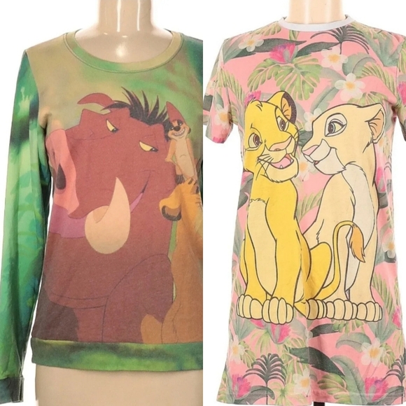 Disney | Tops | Set Of 2 Lion King Disney Graphic Tshirt M Simba Timon ...